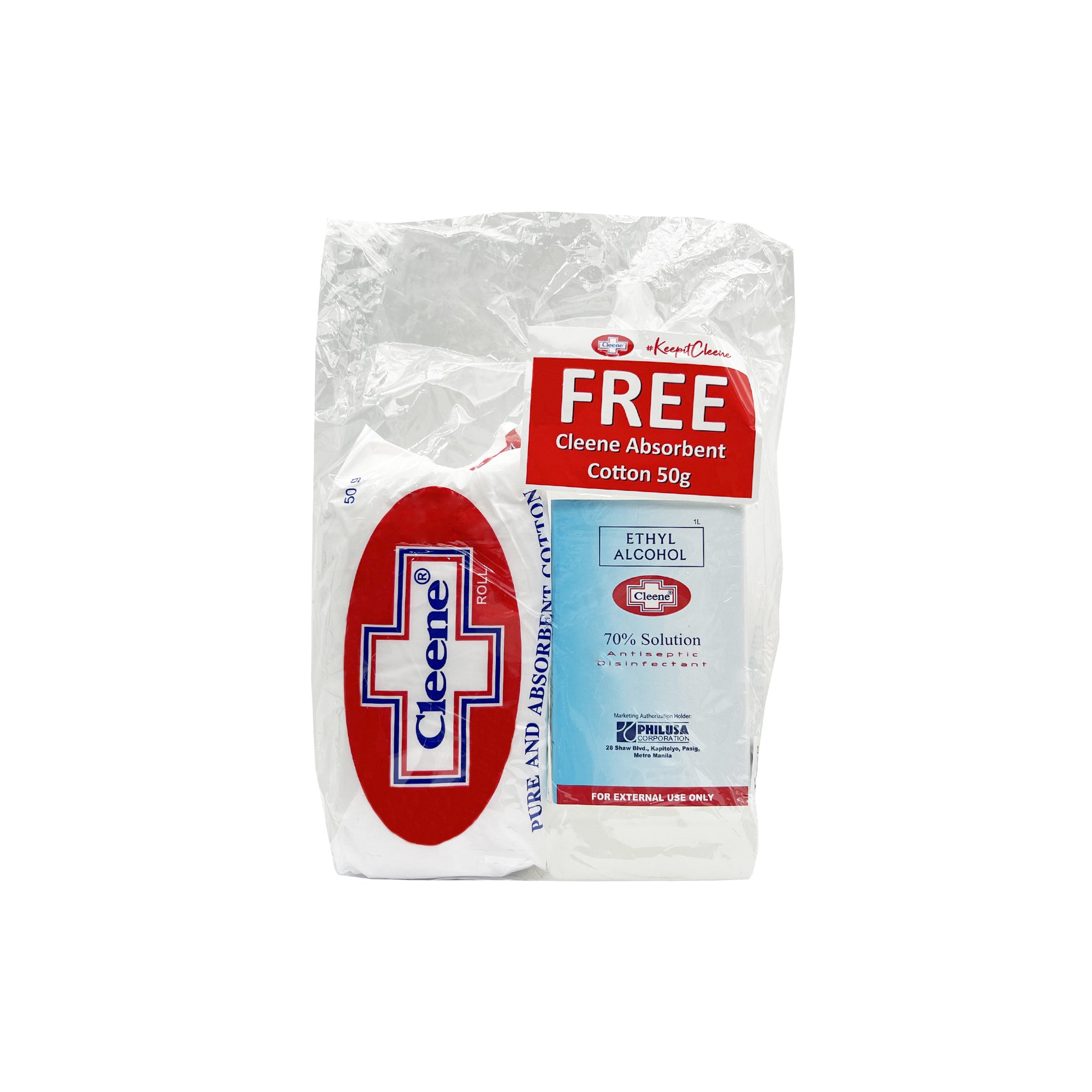 Cleene Ethyl Alcohol 70% 1L Pump with FREE Cleene Cotton 50 grams ...