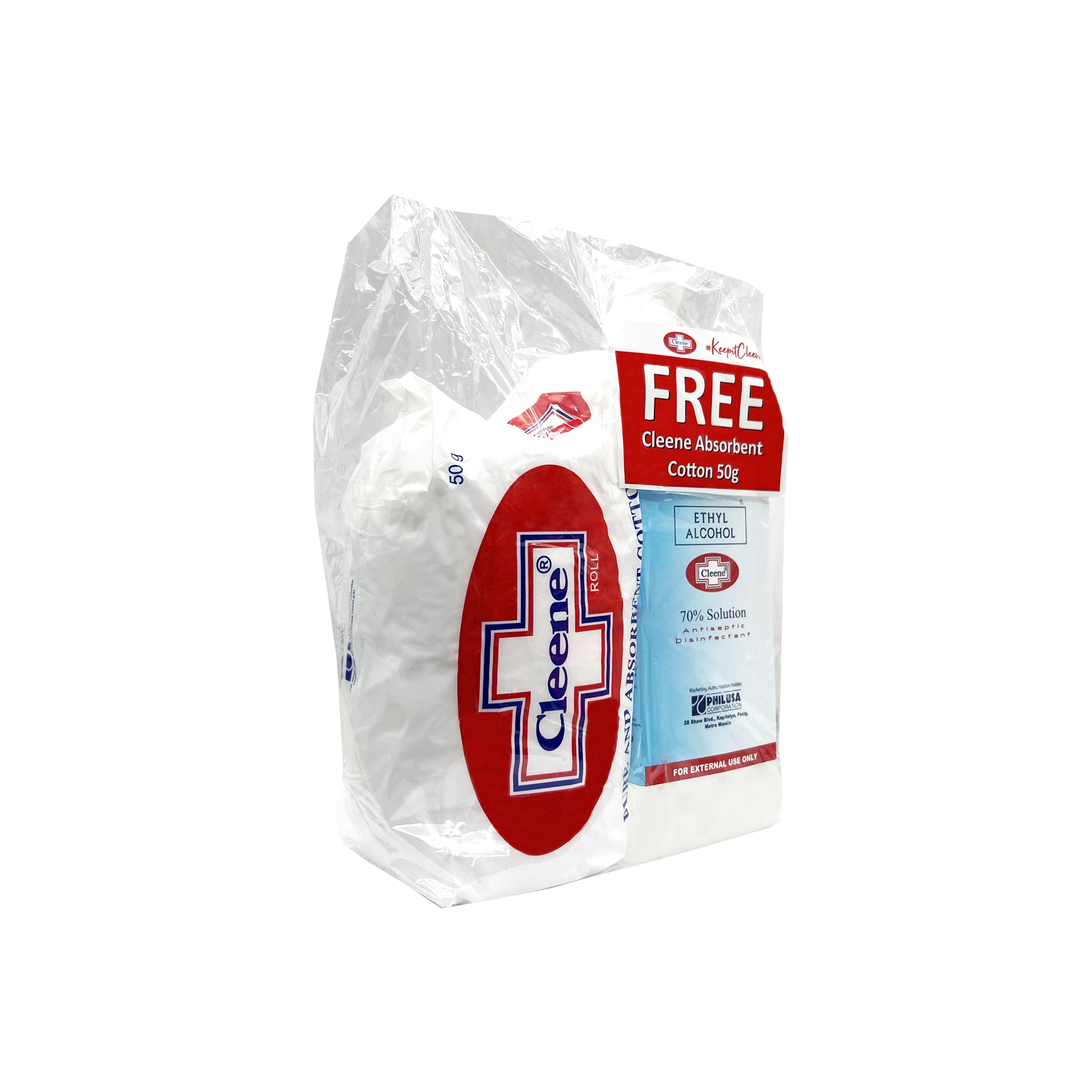 Cleene Ethyl Alcohol 70% 1L Pump with FREE Cleene Cotton 50 grams ...