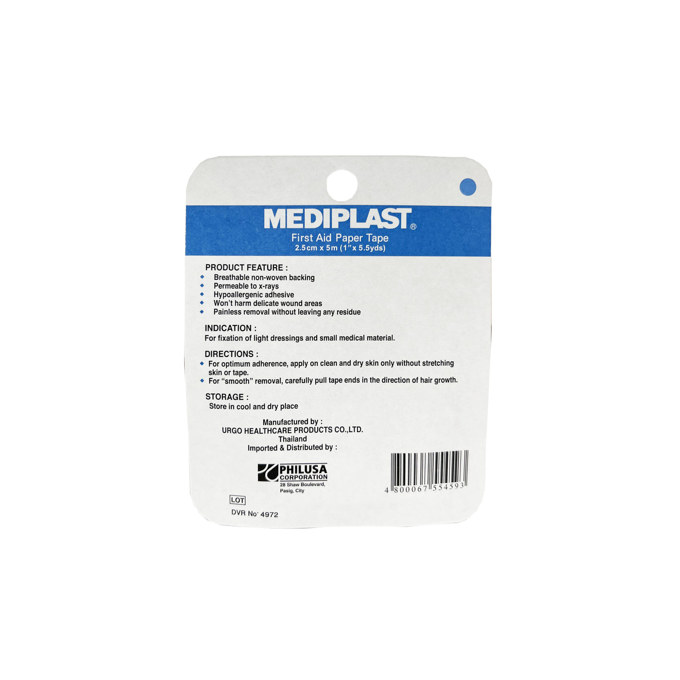 Mediplast First Aid Paper Tape 2.5 cm x 5.0 m — PHILUSA Online Store