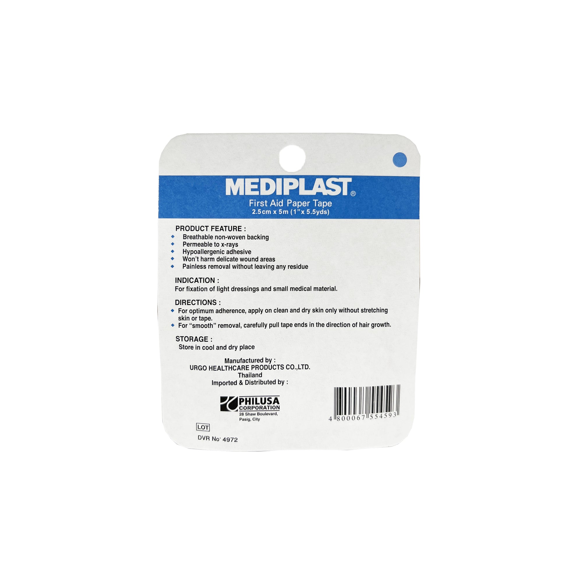 Mediplast First Aid Paper Tape 2.5 cm x 5.0 m — PHILUSA Online Store