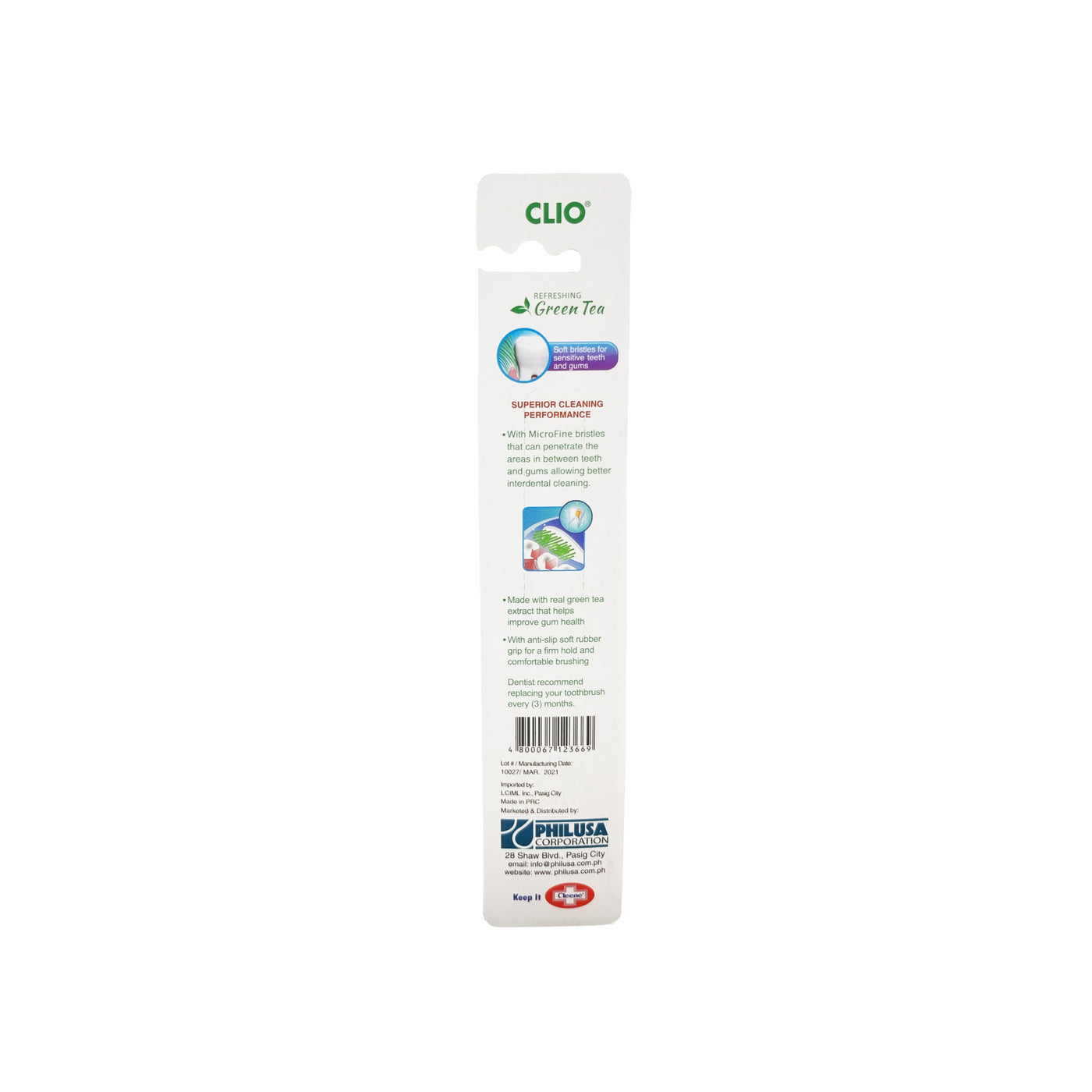 Cleene CLIO Toothbrush Refreshing Green Tea — PHILUSA Online Store
