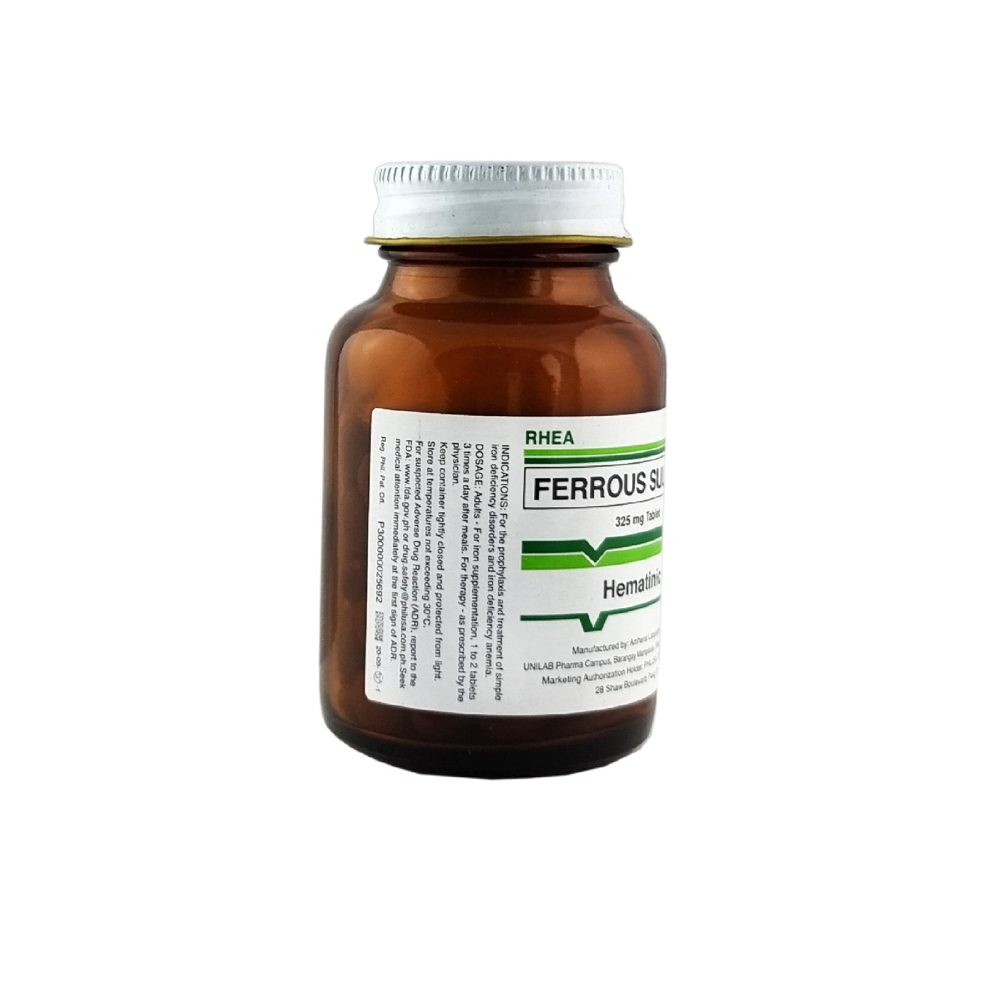 RHEA Ferrous Sulfate 325mg 100s — PHILUSA Online Store